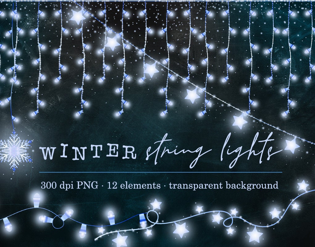 Winter String Lights Overlays String Lights Clipart Winter | Etsy
