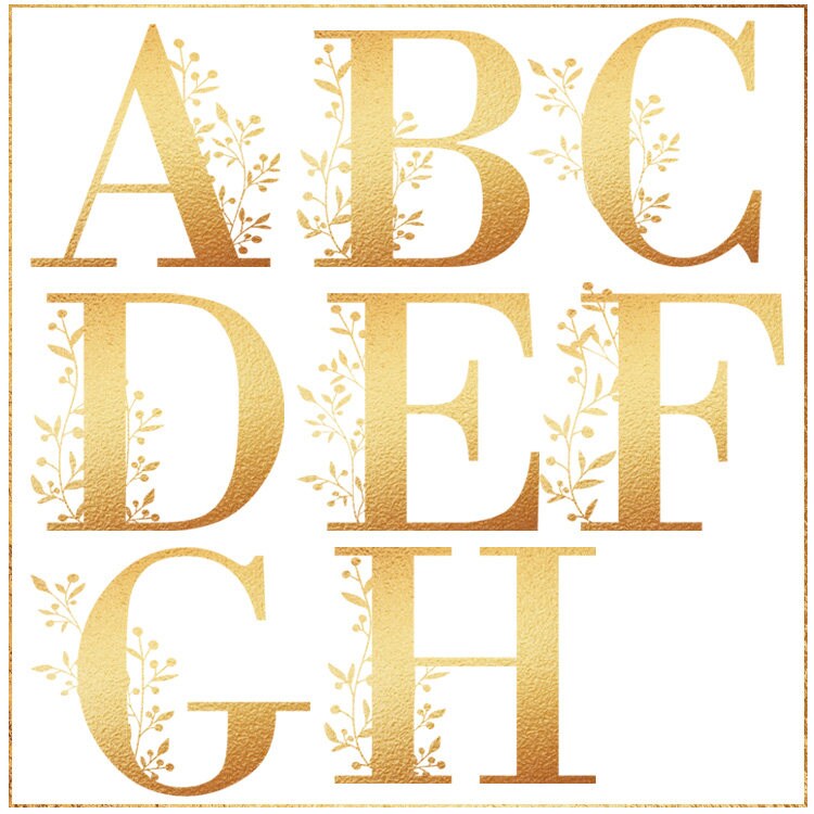 Gold Monogram Alphabet Clipart, Gold Font, Gold Wedding Alphabet, Gold ...