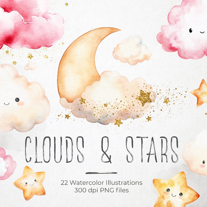 Stars and Clouds - Etsy