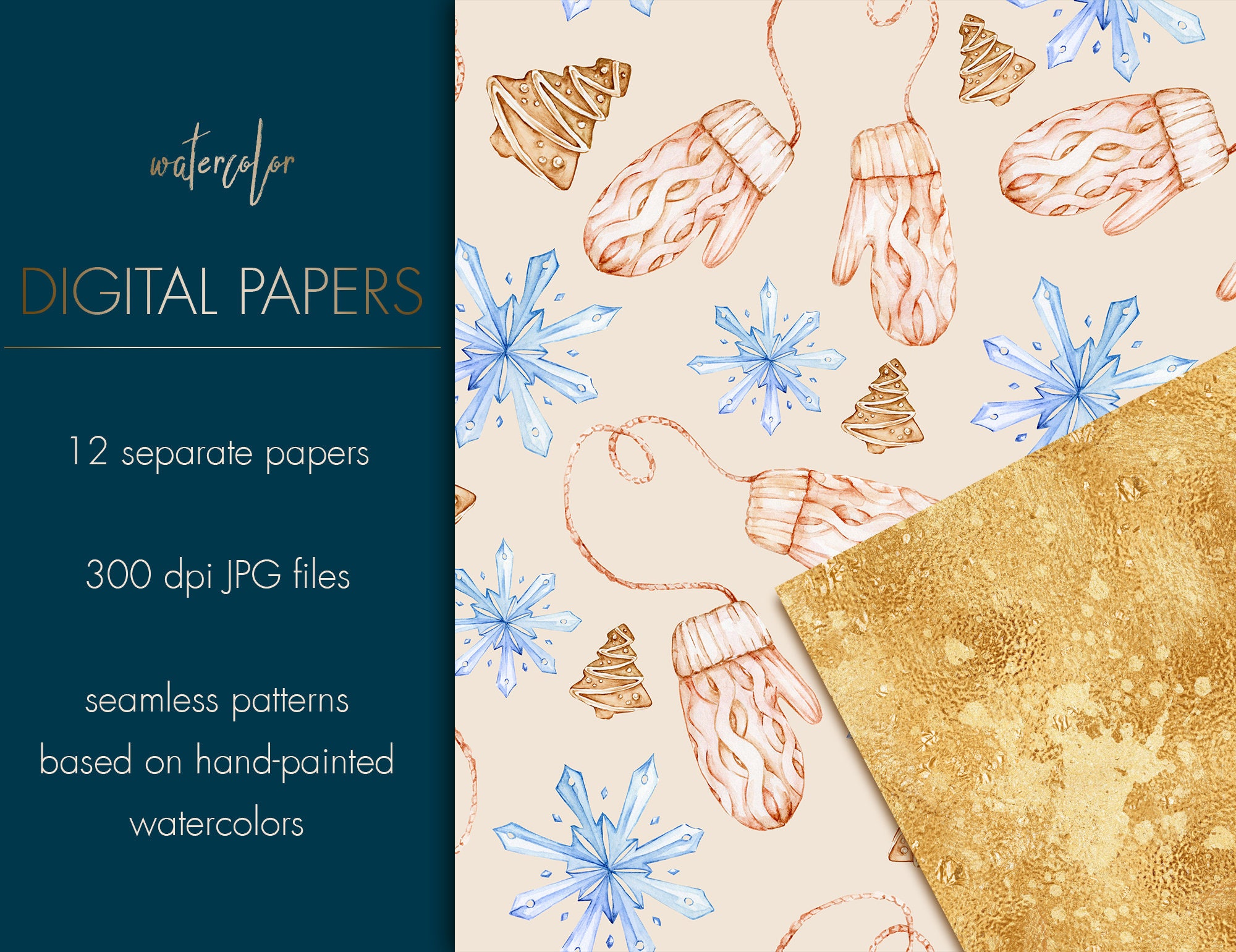 Winter Seamless Digital Paper Christmas Clipart Christmas | Etsy