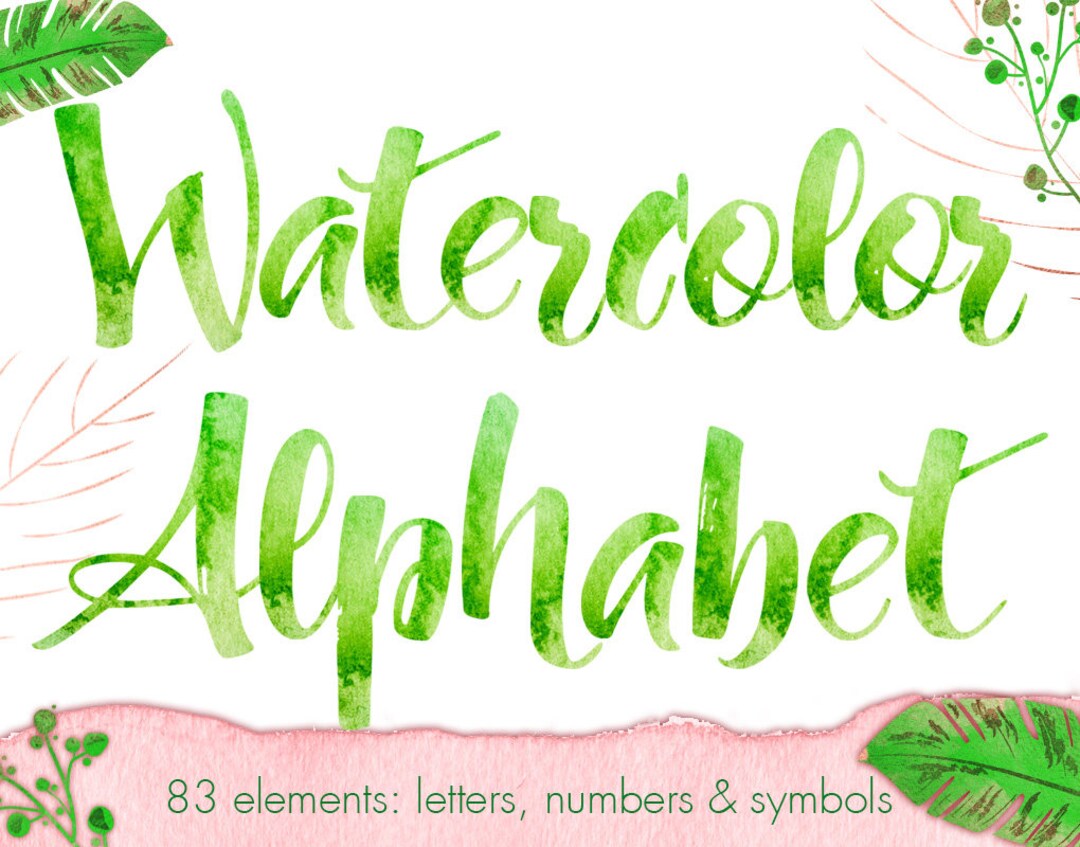 Watercolor Alphabet Clipart, Green Watercolor Letters, Spring Alphabet ...