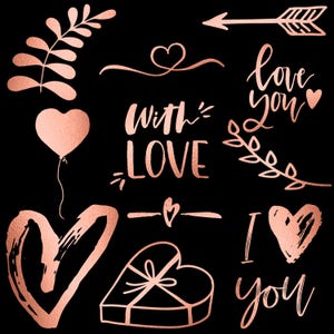 Rose Gold Design Elements, Rose Gold Foil Elements, Metallic Clipart ...