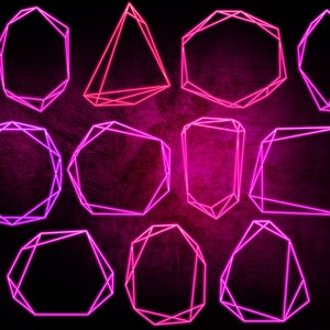 Pink Neon Frames, Neon Frame Overlays, Neon Crystal Frames Clipart ...