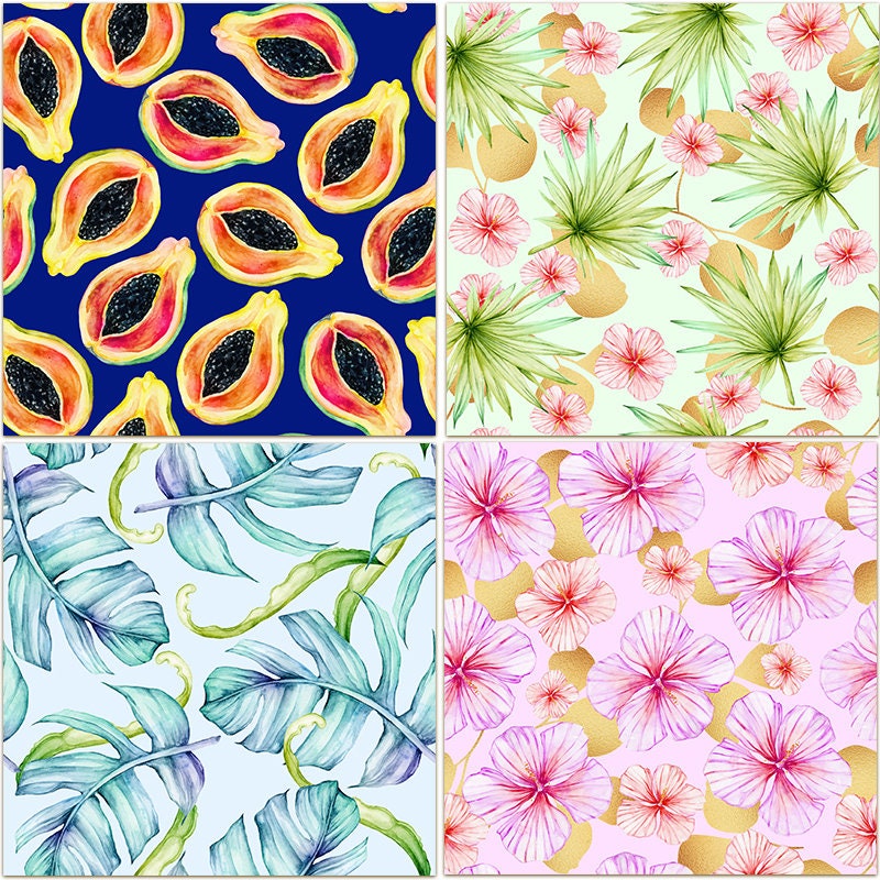 Tropical Seamless Digital Paper Pack Floral Seamless - Etsy