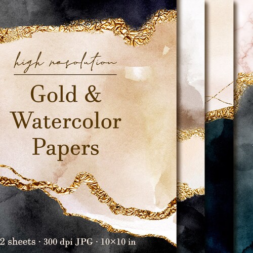 Gold and Marble Digital Paper Paper Pack Gold and Black - Etsy