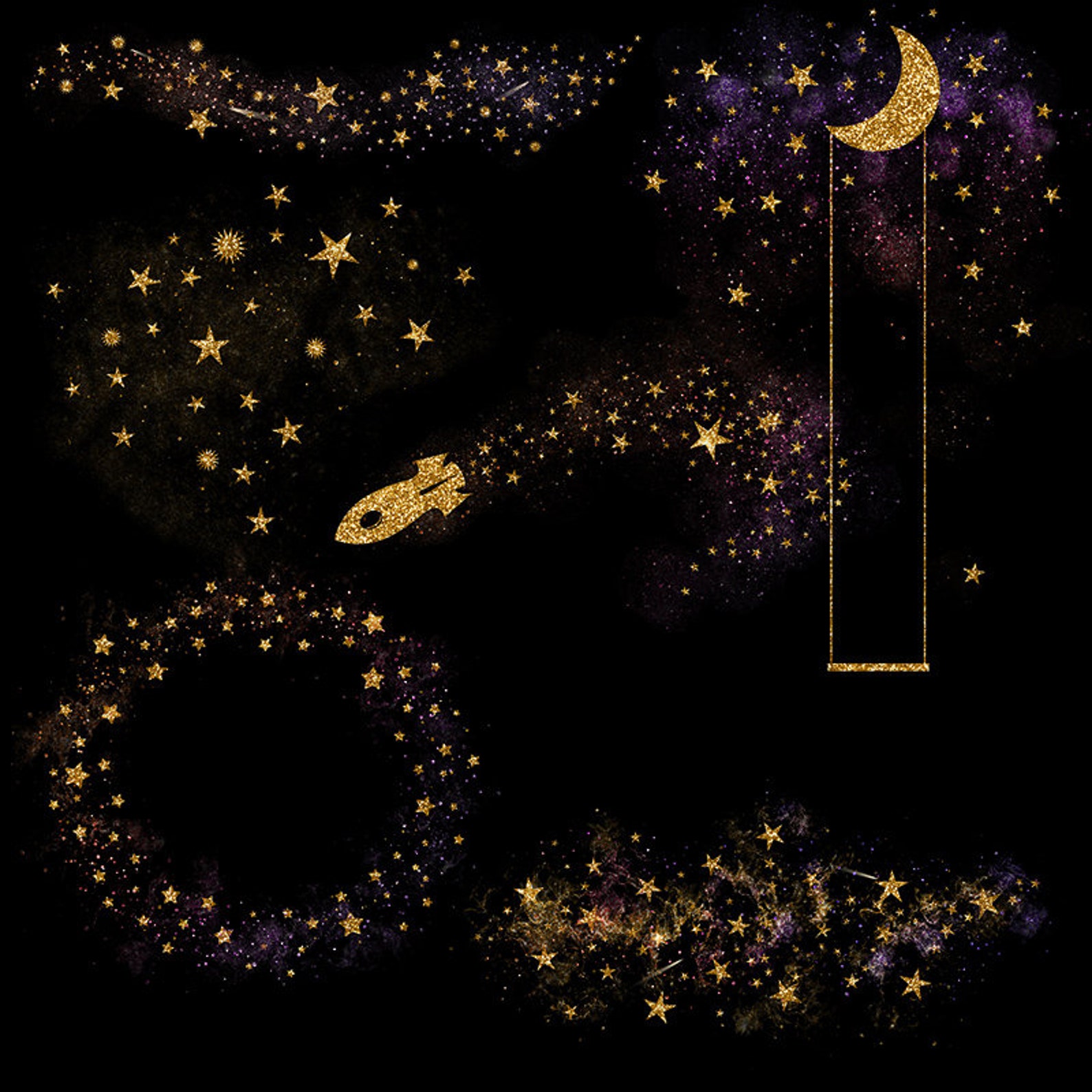 Gold Stardust Clipart, Gold Stars Clipart, Stars Overlays, Magic Dust ...