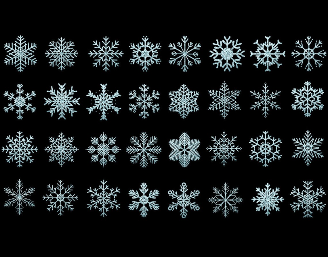 Blue Snowflakes Clip Art Watercolor Snowflakes Glitter - Etsy