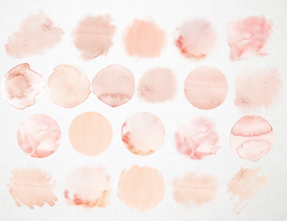 Rose Gold Circles With Blush Watercolor Watercolor Circles - Etsy