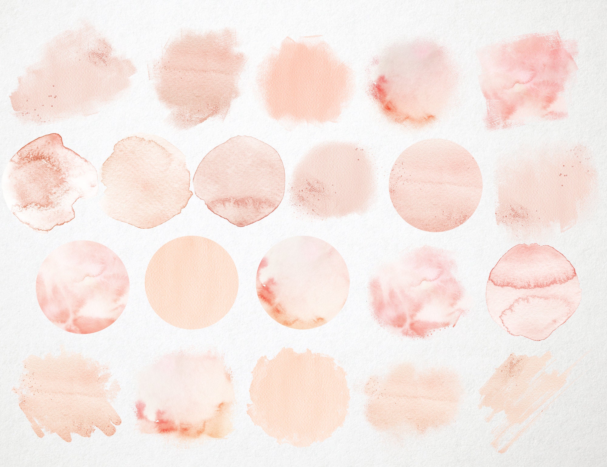 Rose Gold Circles With Blush Watercolor Watercolor Circles - Etsy