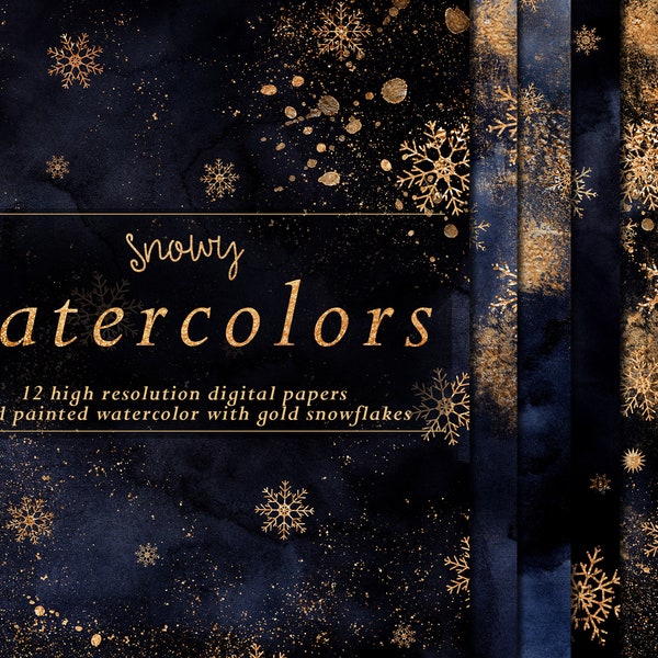 Blue and Gold Digital Paper - Etsy