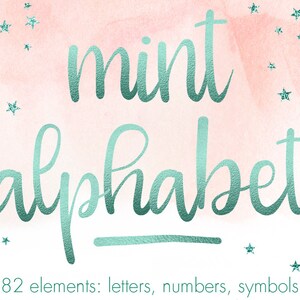 Mint Alphabet Clip Art, Mint Font Clipart, Mint Foil Alphabet, Mint ...
