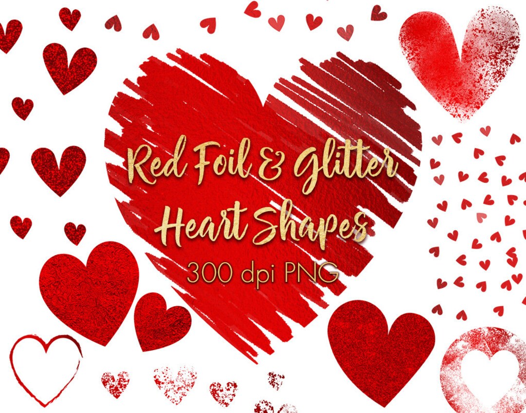 Red Heart Clip Art, Valentines Clipart, Love Clipart, Design Elements ...