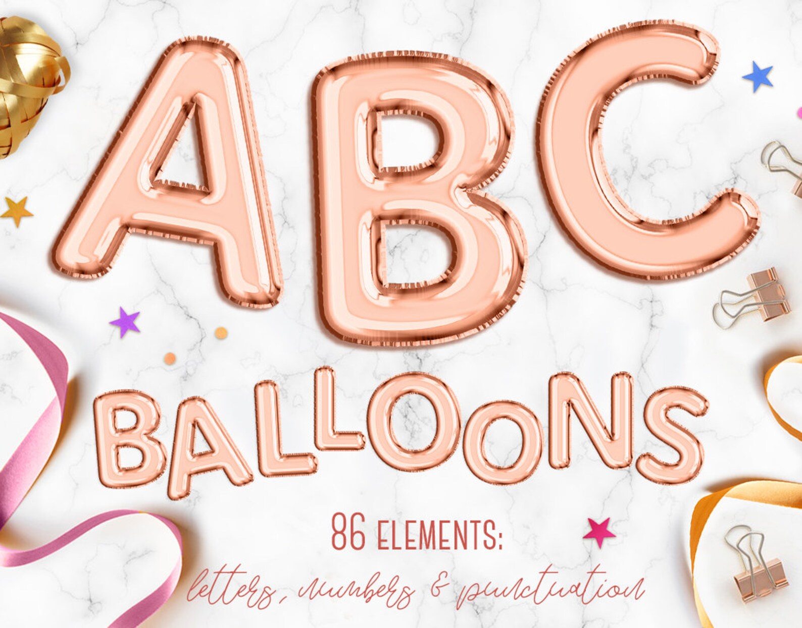 Rose Gold Balloon Letters Clipart Rose Gold Balloons Rose - Etsy