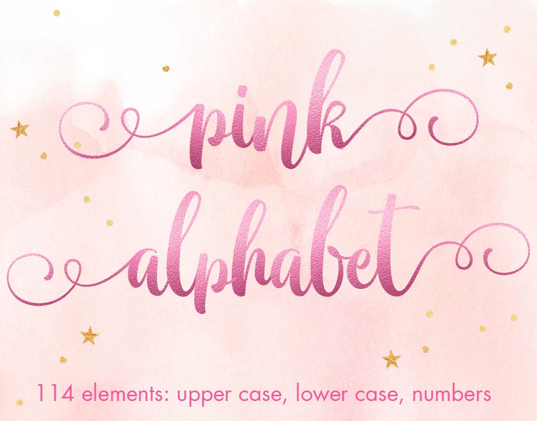 Pink Metallic Alphabet Clipart, Pink Font Clipart, Pink Foil Alphabet ...