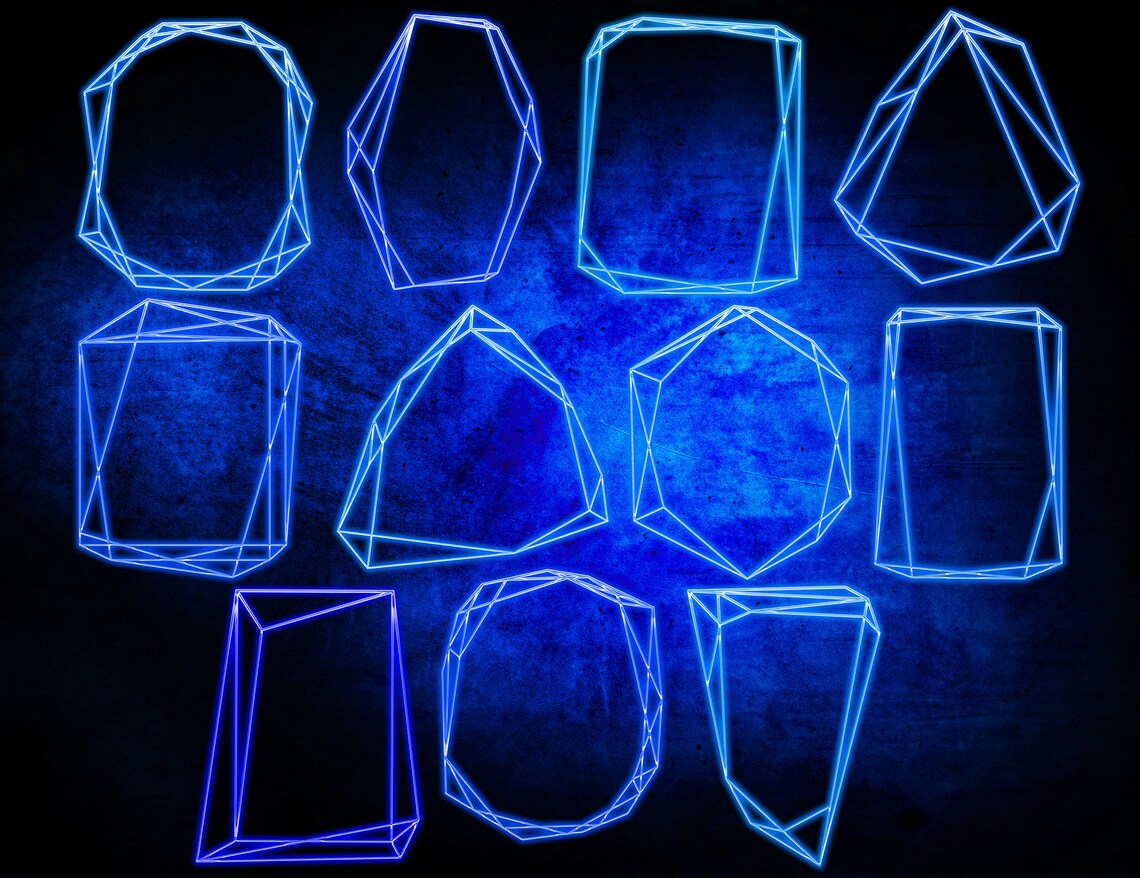 Blue neon frames Neon frame overlays Neon crystal frames | Etsy