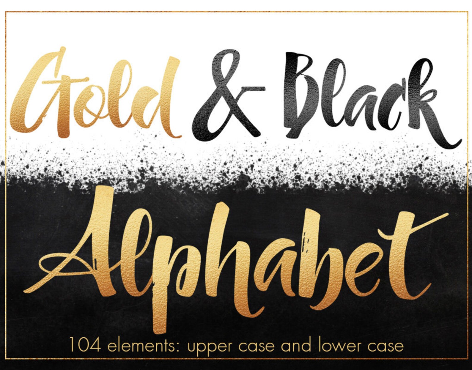 Black Foil Alphabet Clipart Gold Foil Alphabet Clip Art - Etsy