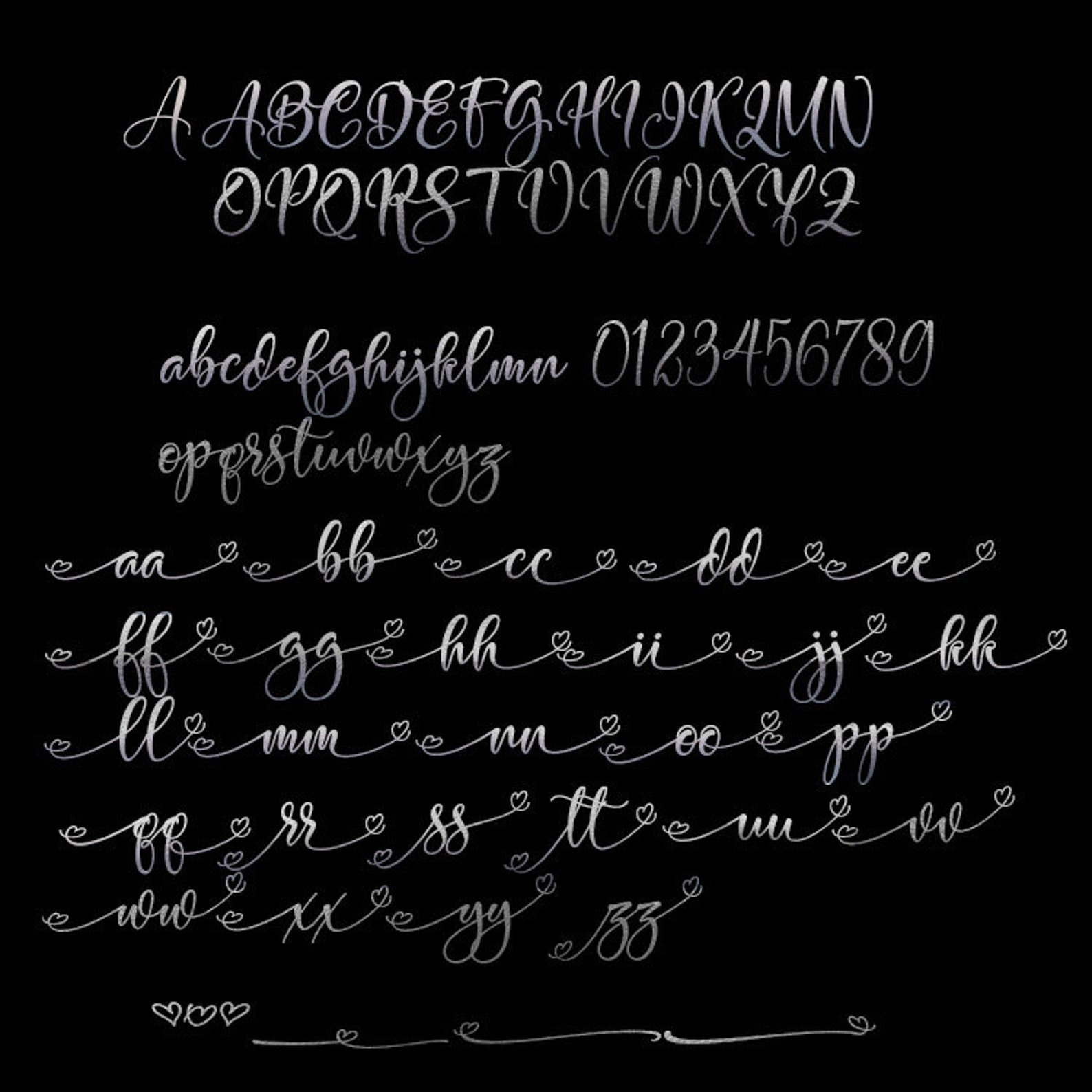 Silver Foil Letters Silver Font Clipart Love Letters Silver - Etsy