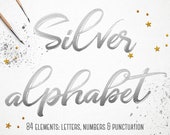 Silver Alphabet Clipart Silver Foil Alphabet Silver Font - Etsy