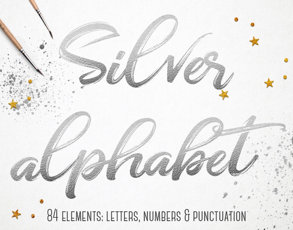 Silver Alphabet Clipart Silver Foil Alphabet Silver Font - Etsy