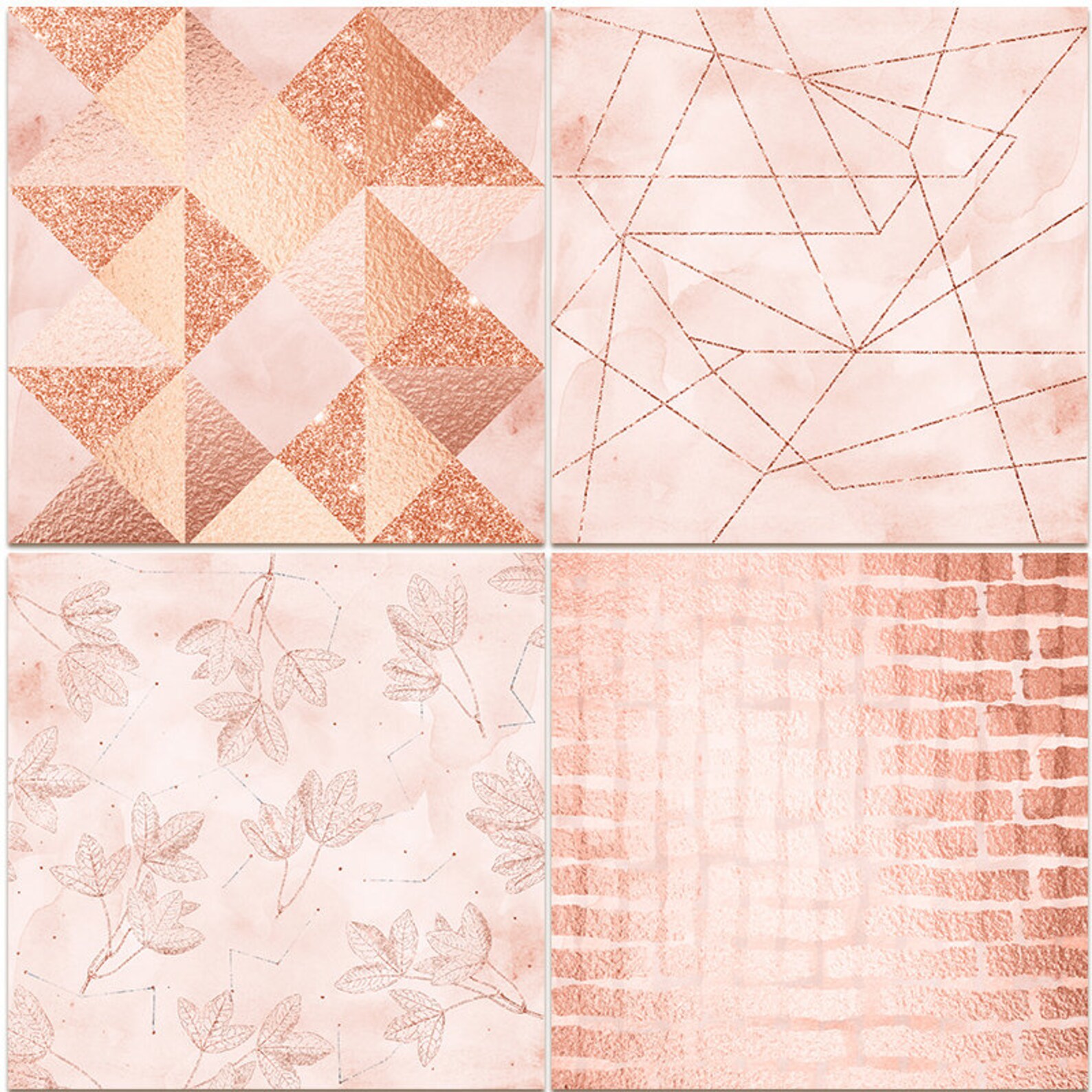 Rose Gold Paper Pack Rose Gold Digital Paper Clipart Rose - Etsy