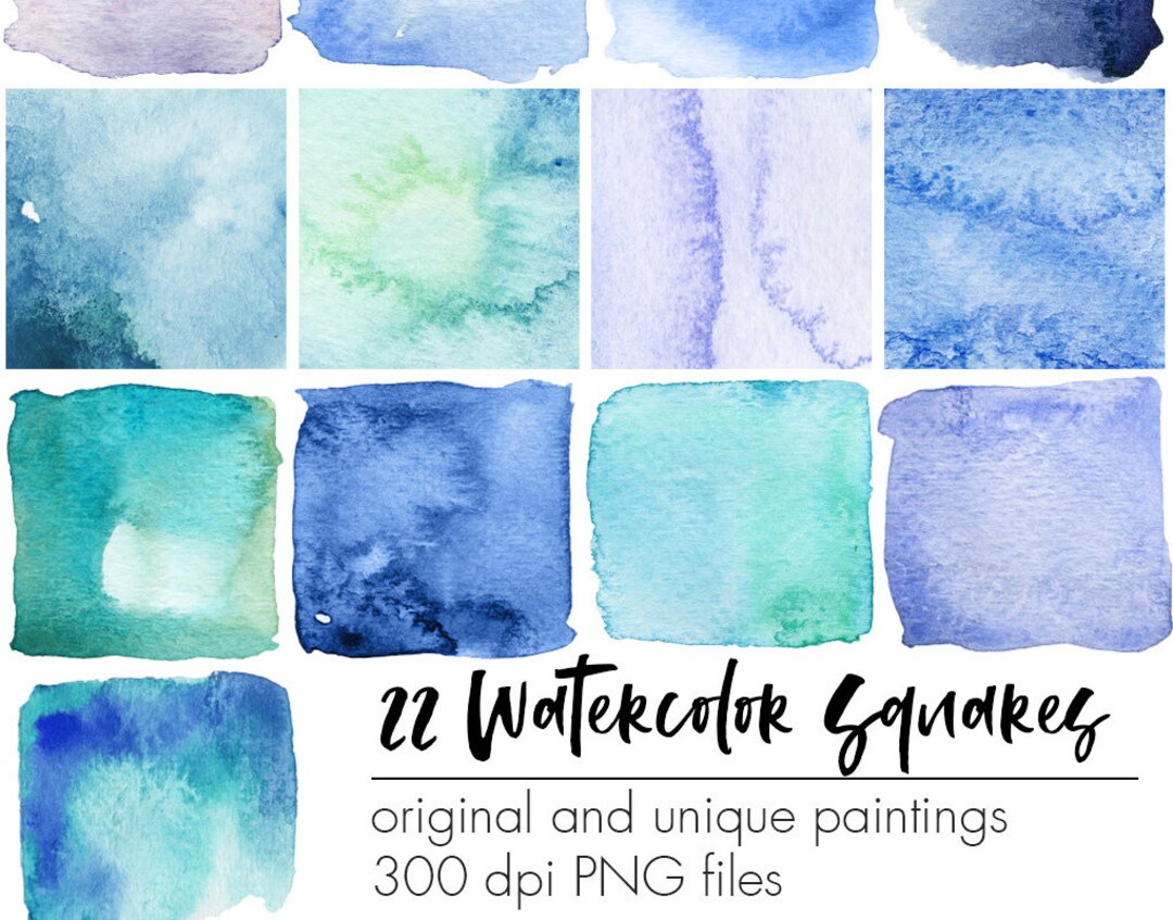 Blue Watercolor Squares Clipart, Watercolor Design Elements, Watercolor ...