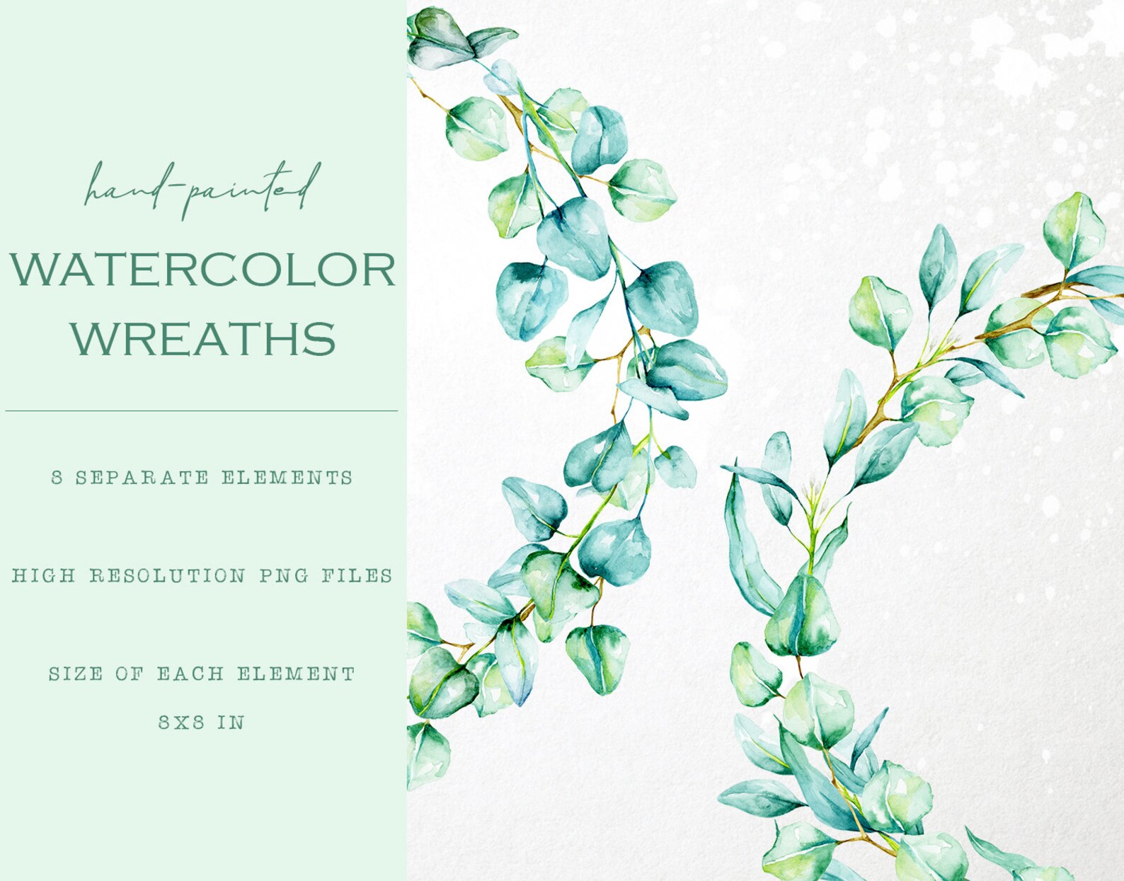 Watercolor Eucalyptus Wreaths Clipart Hand Painted Wreath | Etsy