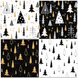 Seamless Winter Digital Paper, Gold Seamless Paper Clipart, Paper Pack ...