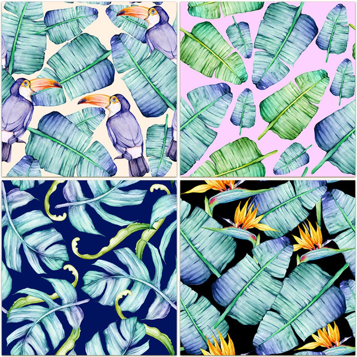 Tropical Seamless Digital Paper Pack Floral Seamless - Etsy