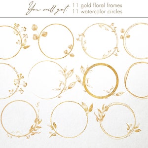 Floral Gold Circles With Watercolor, Floral Circles for Logo, Floral ...