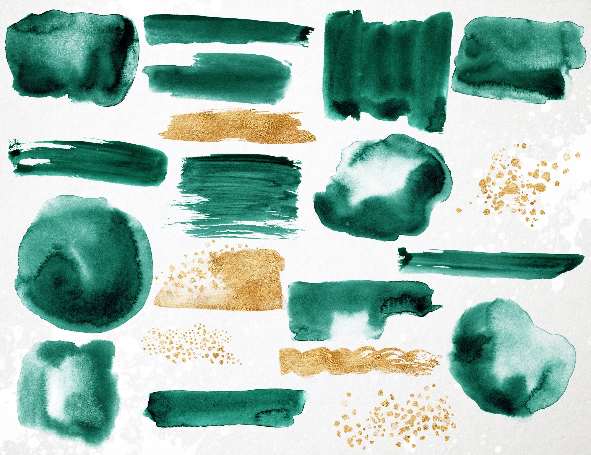 Gold and Green Watercolor Design Kit Black Watercolor Design - Etsy