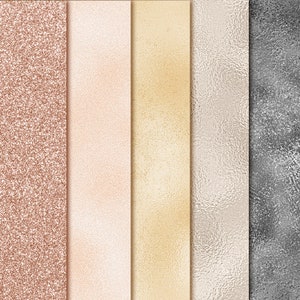 Metallic Texture Set, Black Textures Clipart, Beige Digital Paper ...