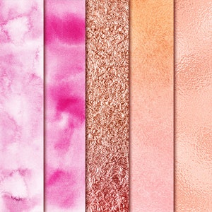 Rose Gold Textures, Pink Digital Paper Clipart, Rose Gold Digital Paper ...