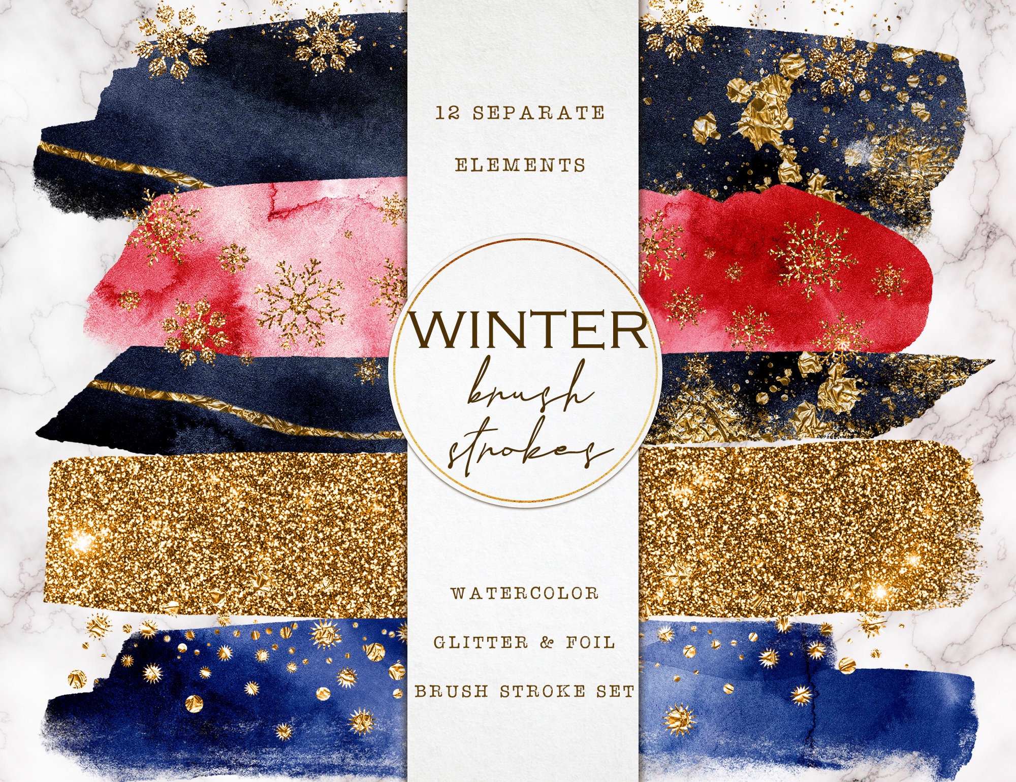 Winter Brush Strokes Clipart Christmas Brush Strokes Clipart - Etsy