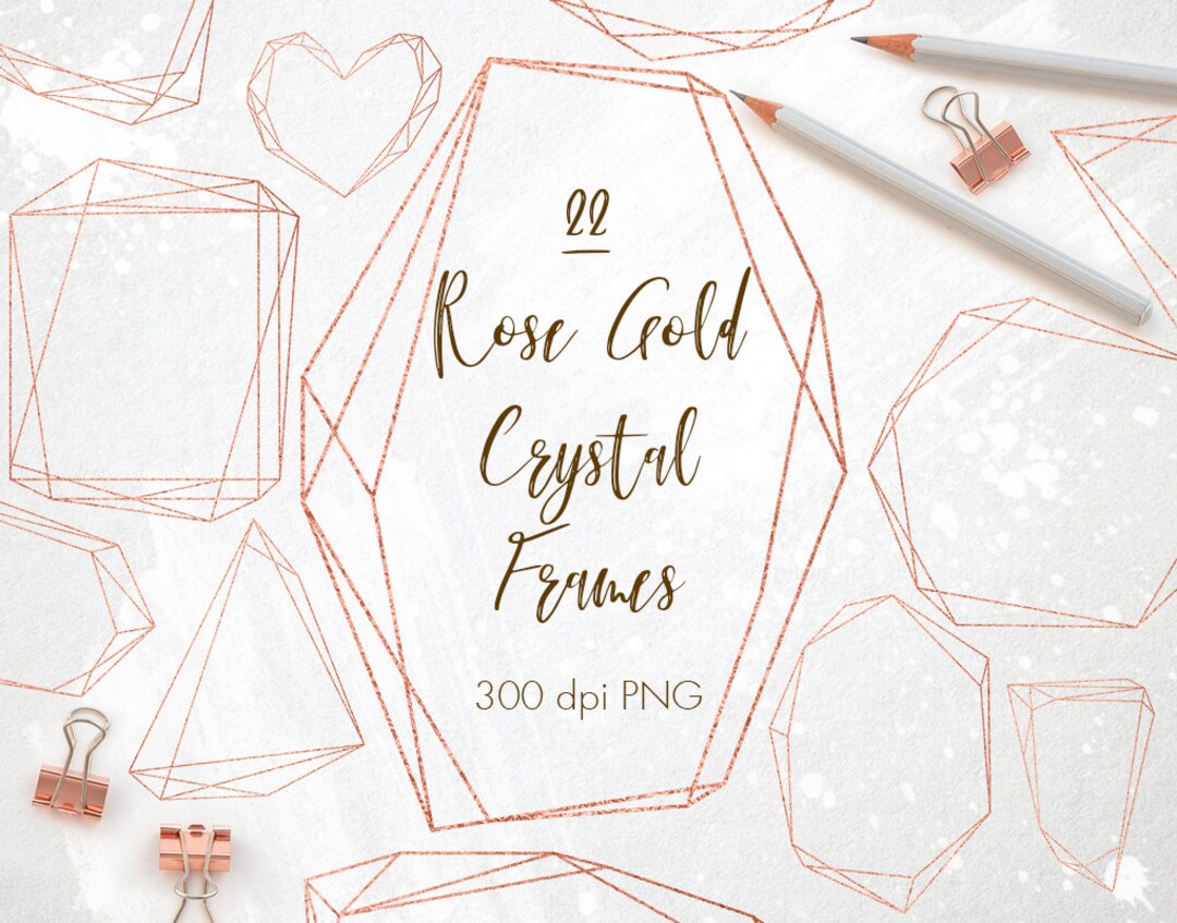Rose Gold Crystal Frames Clipart, Rose Gold Geometric Frames Clip Art ...