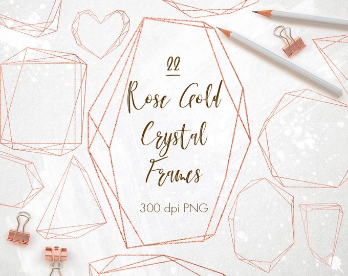 Rose Gold Diamond Frames Clipart, Antique Wedding Frames (PNG, Digital ...