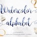 Blue Watercolor Alphabet Clipart, Watercolor Letters Clipart ...