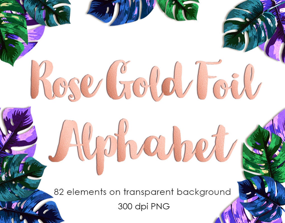 Rose gold alphabet clip art Gold foil alphabet rose gold | Etsy