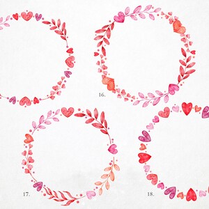 Watercolor Hearts and Wreaths, Valentine's Day Clipart, Hand Painted ...