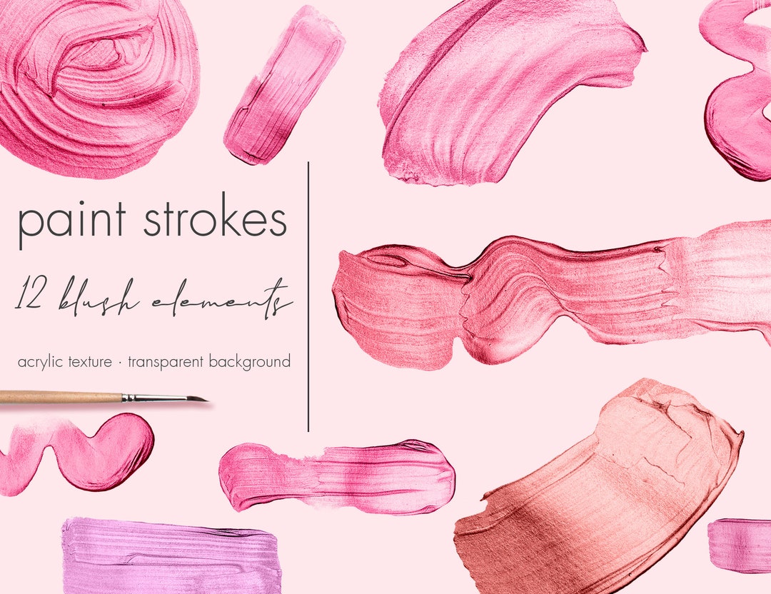 Blush Acrylic Brush Strokes, Blush Paint Splatters, Blush Design ...