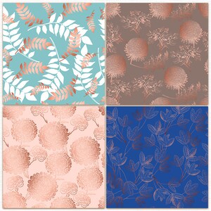 Seamless Floral Digital Paper, Rose Gold Seamles Paper Clipart, Rose ...