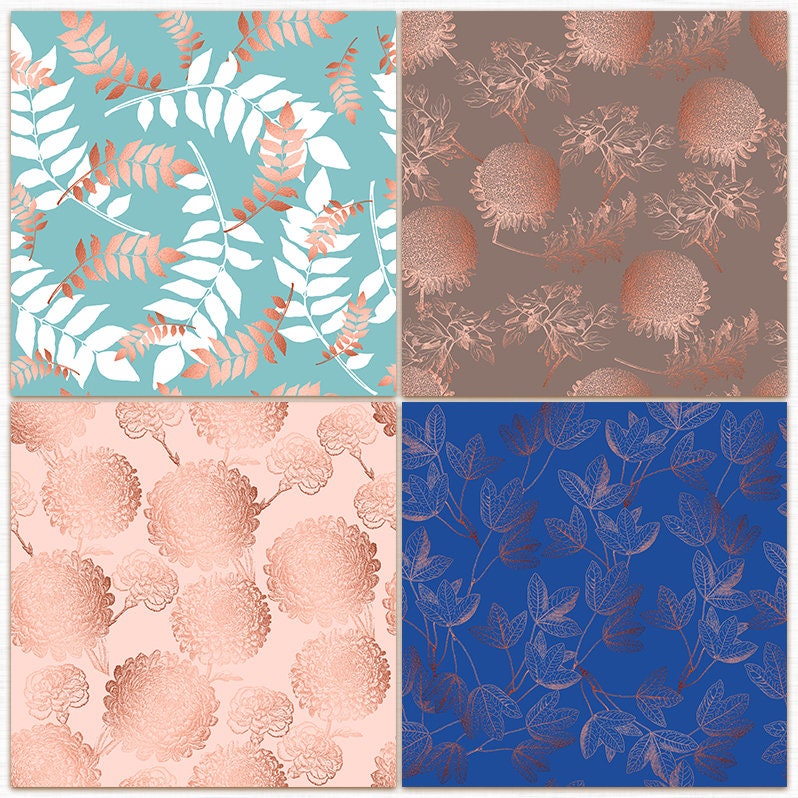 Seamless Floral Digital Paper Rose Gold Seamles Paper - Etsy