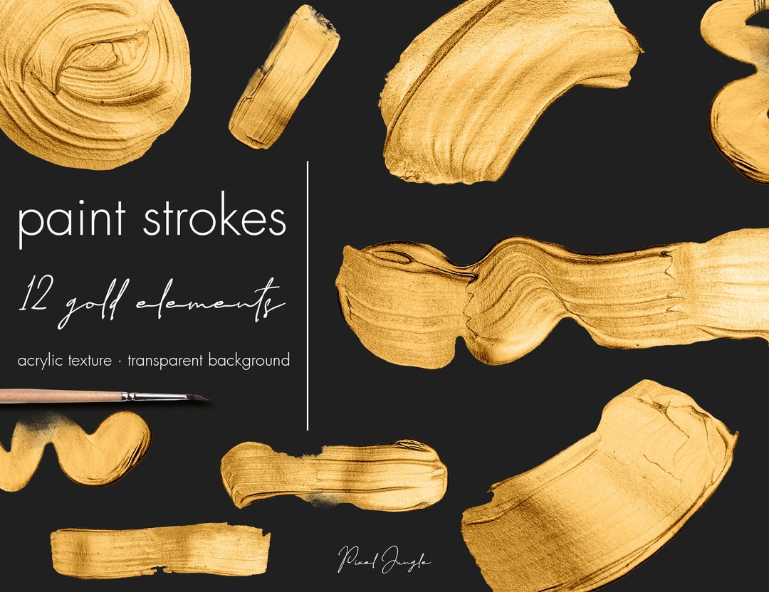 Gold Acrylic Brush Strokes, Gold Paint Splatters, Gold Design Elements ...