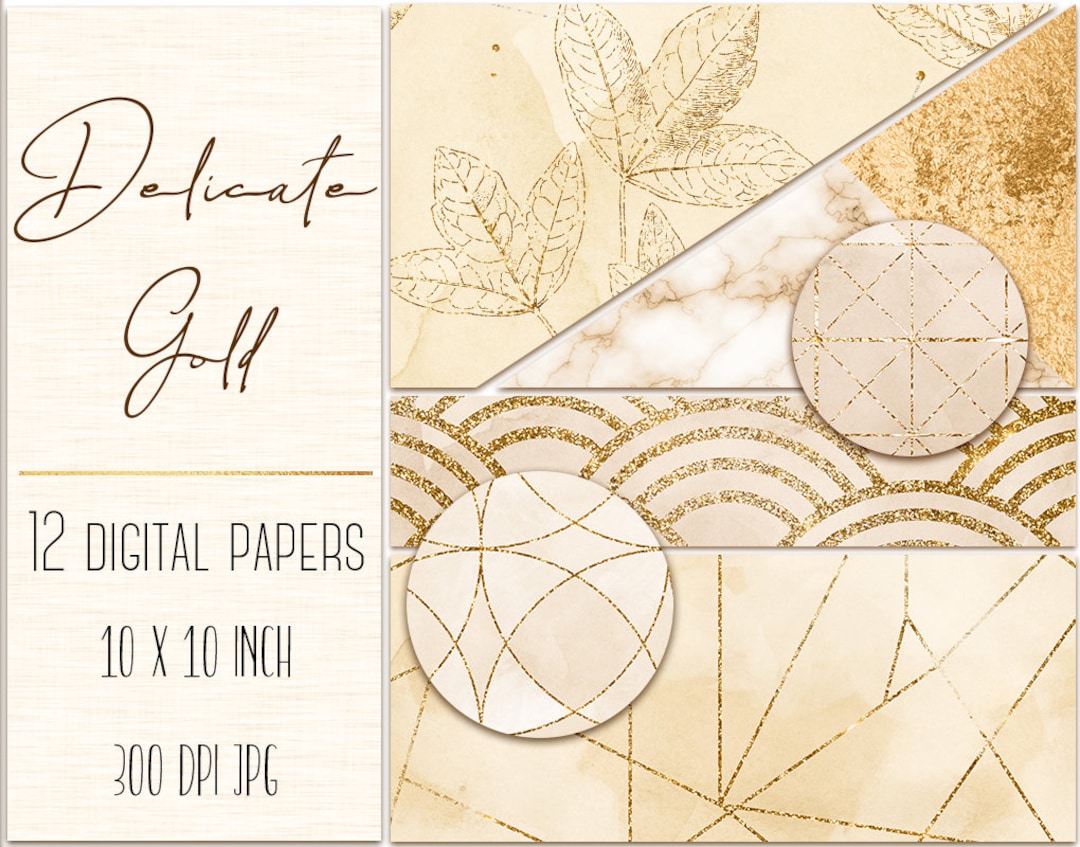 Gold Paper Pack, Gold Digital Paper Clipart, Gold Textures, Gold ...