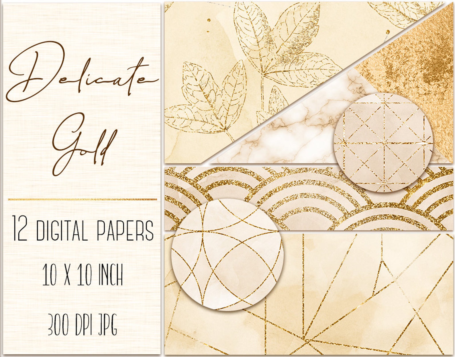 Gold Paper Pack, Gold Digital Paper Clipart, Gold Textures, Gold ...