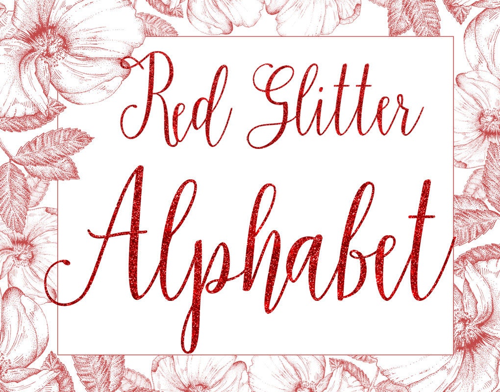 Red Alphabet With Numbers and Symbols Glitter Alphabet - Etsy
