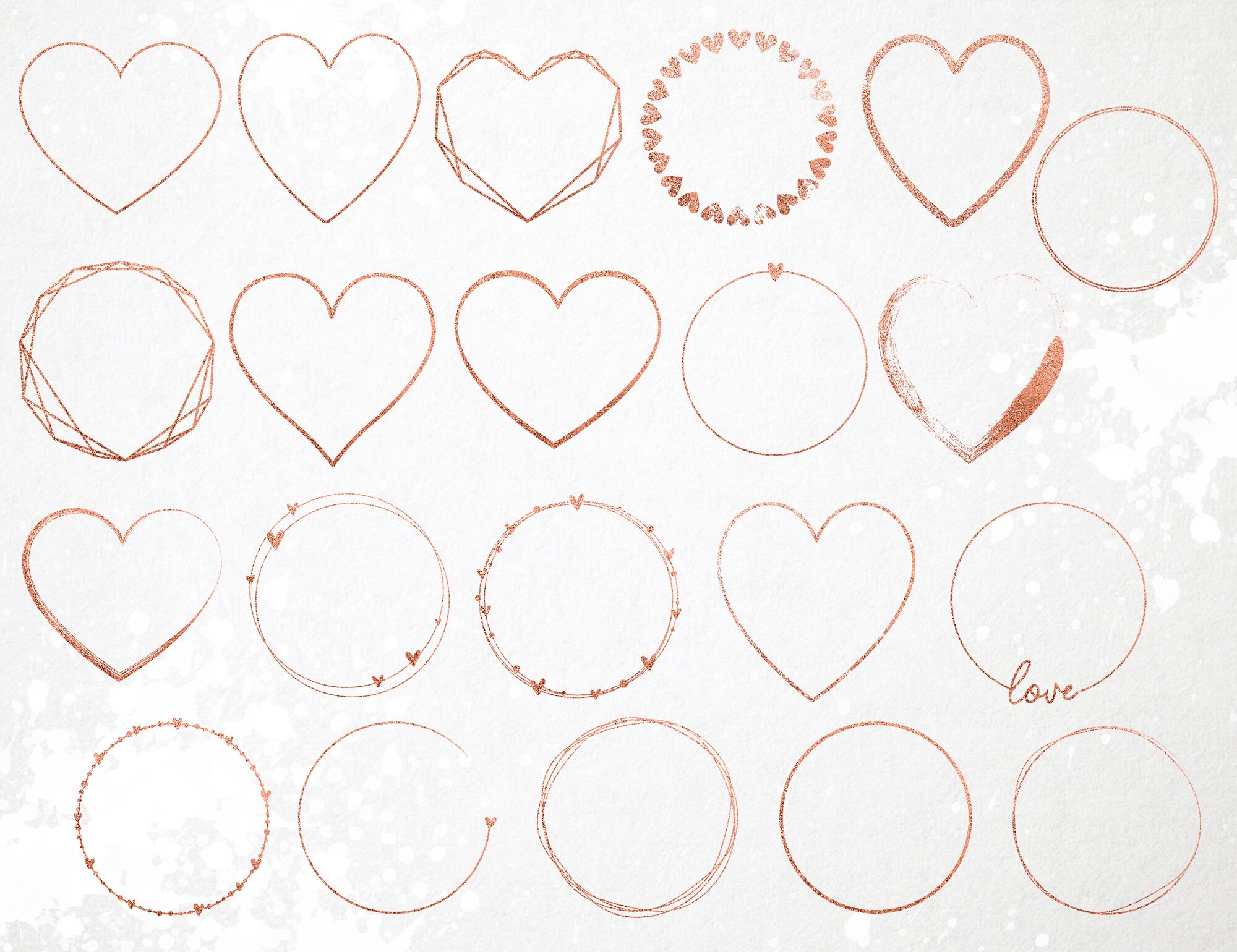 Heartshaped Frames Clipart Heart Frames Rose Gold Frames - Etsy