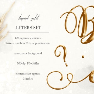 Liquid Gold Alphabet Clipart, Gold Letters, Liquid Font Clipart, Gold ...