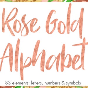 Rose Gold Letters, Rose Gold Alphabet Clipart, Rose Gold Font Clipart ...