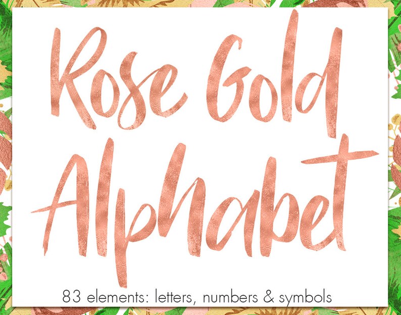 Rose Gold Letters Rose Gold Alphabet Clipart Rose Gold Font - Etsy