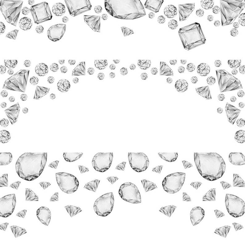 Watercolor Diamond Border Overlays Hand Drawn Diamond - Etsy